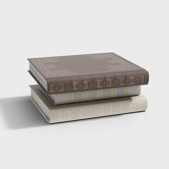 Vintage Low-Poly Book Stack 3D model for Creative Projects