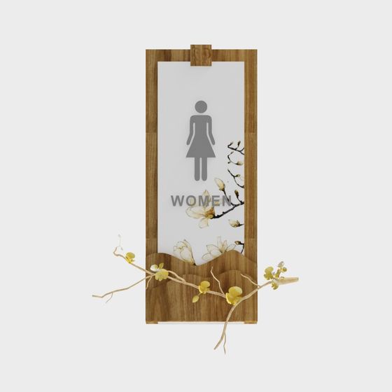 Stylish Women’s Restroom Sign 3D model