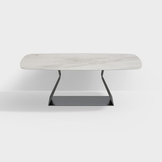 Streamlined Marble Dining Table 3D Model – Minimalist Luxury