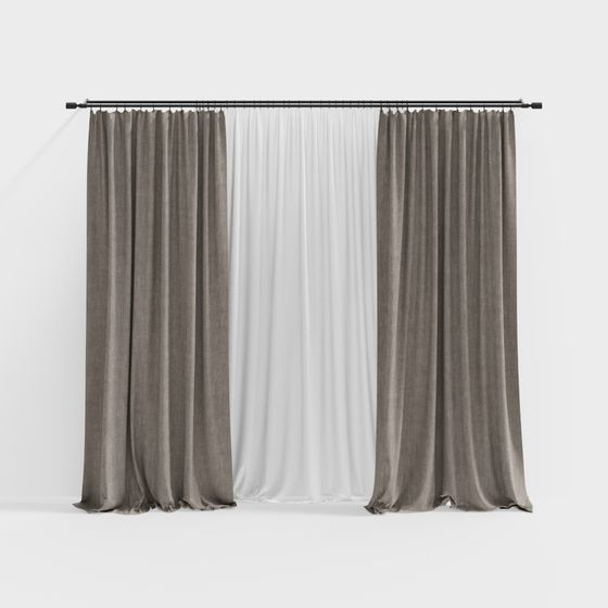 Elegant Low-Poly Gray Curtain 3D model