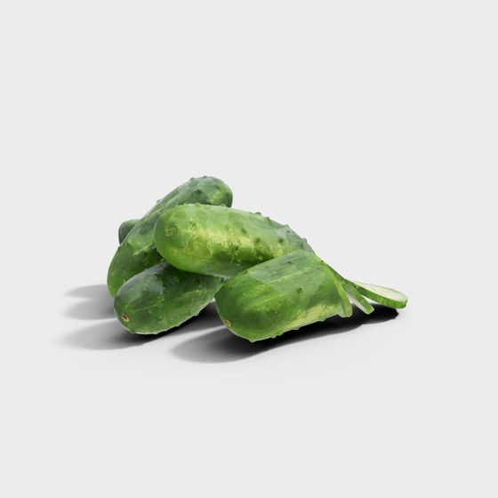 Realistic Low-Poly Cucumber 3D Model