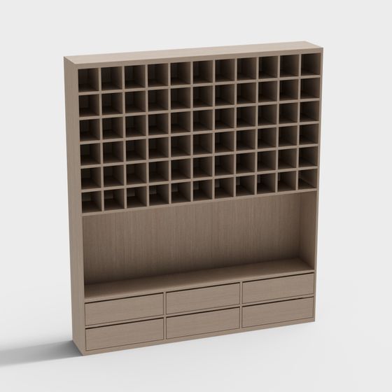 City Bookshelf 3D Model – Modern Wood Texture Design