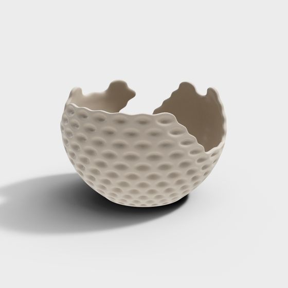 Cracked Golf Ball Shell 3D Model – Low-Poly Dimpled Texture