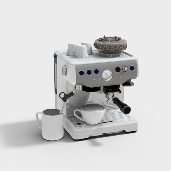 Elegant Low-Poly Coffee Machine 3D model for Creative Spaces