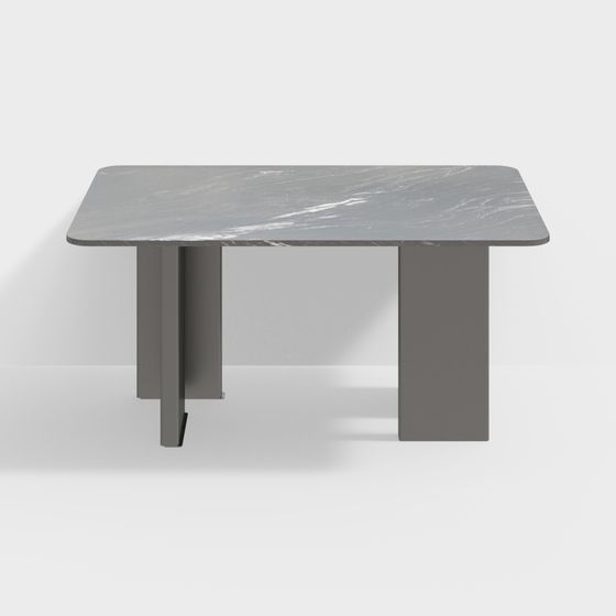 Urban Marble Dining Table 3D Model – Minimalist Gray Design