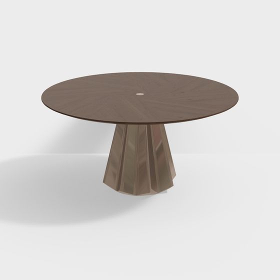 Stylish Low-Poly Round Table 3D Model – Wood Grain Surface