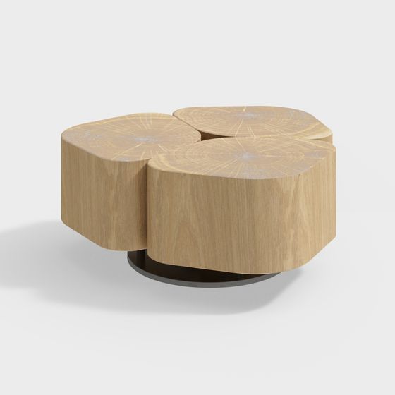 Forest Heart Coffee Table 3D Model – Wood and Metal Design