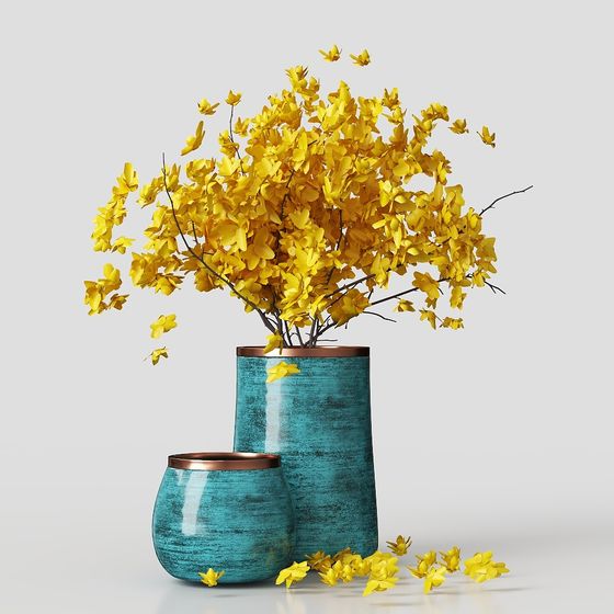 Spring Vase 3D Model – Teal Textured Design