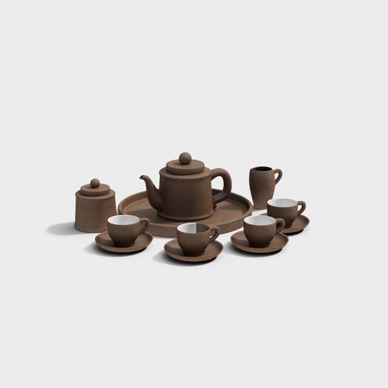 Elegant Polyhedral Tea Set 3D Model