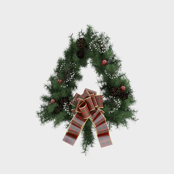 Christmas Wreath 3D Model – Low-Poly Festive Decor