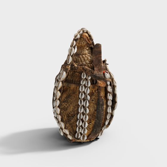 Traditional African Shell Handbag 3D model