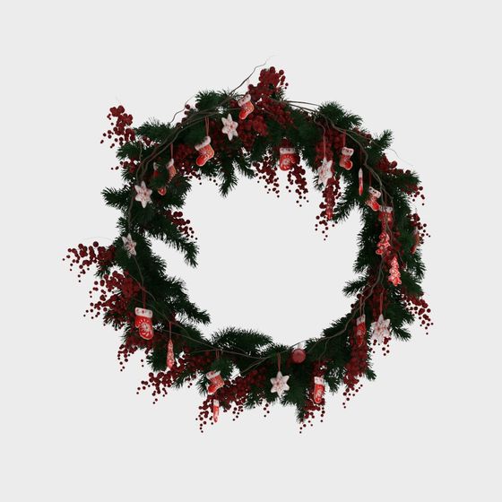 Realistic Christmas Wreath 3D Model – Festive Low-Poly Decor