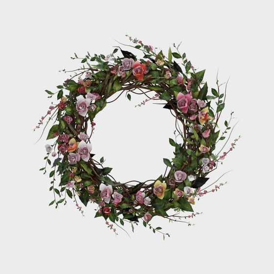 Charming Low-Poly Floral Wreath 3D Model – Nature Inspired