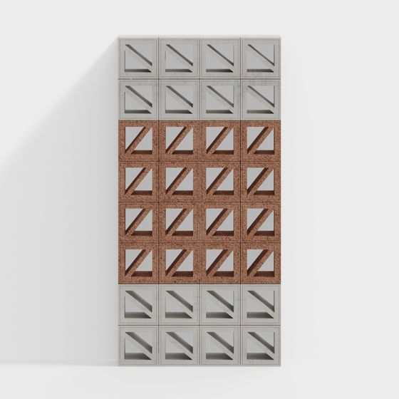 Cement Hollow Brick Partition 3D Model – Gray Free