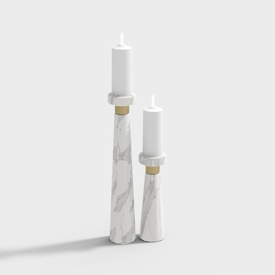 Elegant Low Poly Candle Holder Set 3D model