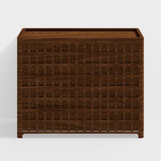 Arch Storage Cabinet 3D Model – Vintage Wood Design