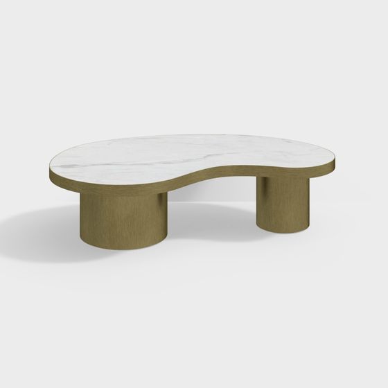 Elegant Curved Marble Coffee Table 3D model