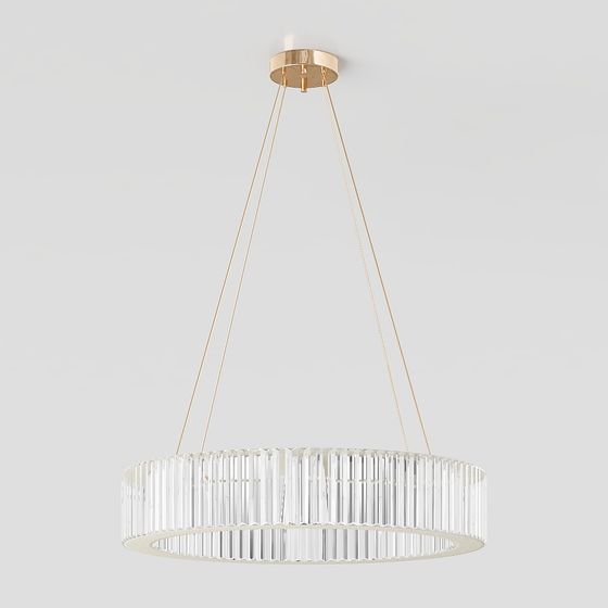 Elegant Low-Poly Pendant Light 3D Model – Golden Crystal Design