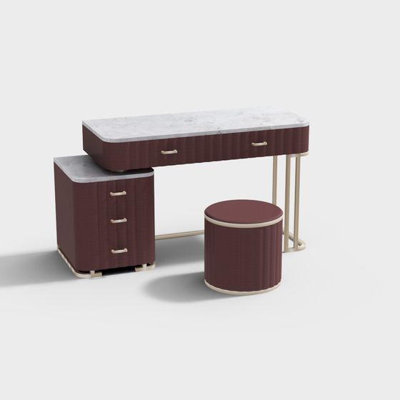 Elegant Art Deco Vanity Table 3D model
