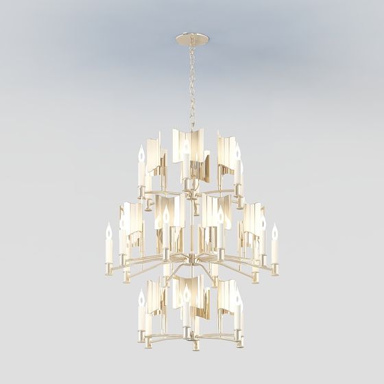 Art Deco Crystal Chandelier 3D Model – Vintage-Modern Elegance