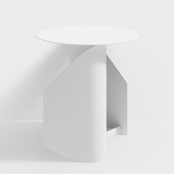 Minimalist Round Table 3D Model – White Geometric Design