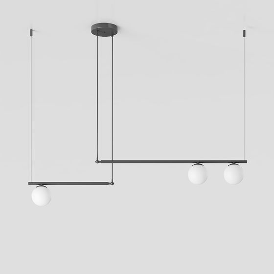 L-Shaped Pendant Light 3D Model – Minimalist Black & White
