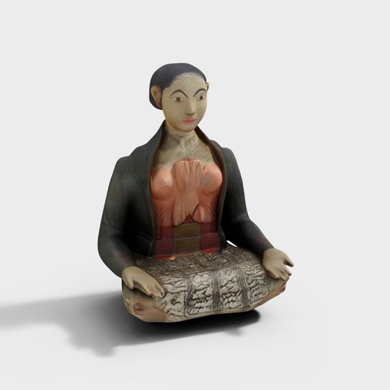 Artistic Low Poly Woman 3D Model – Meditative Pose