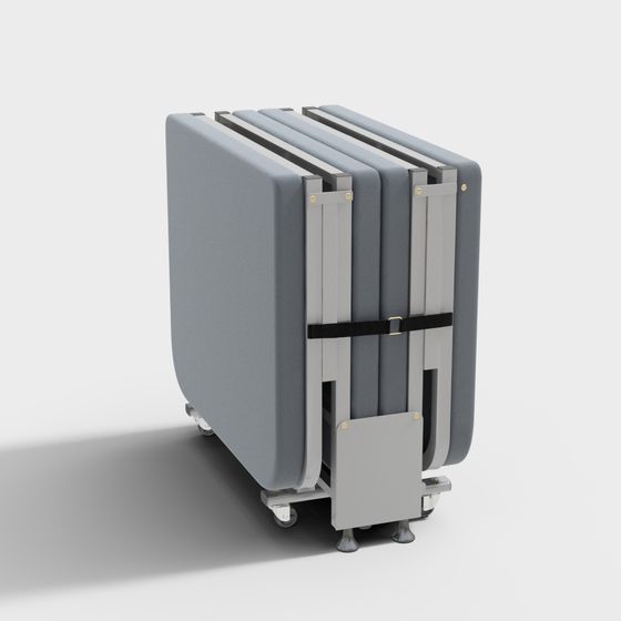 Foldable Bed Frame 3D Model – Modern Fabric and Metal