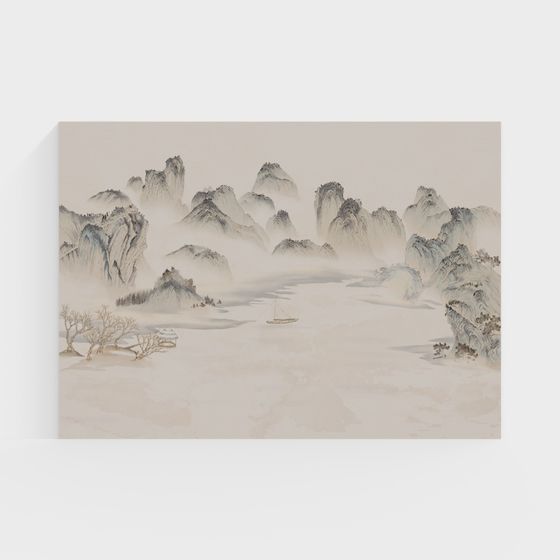 Ink Wash Wonderland 3D Model – Low Poly Ink Style