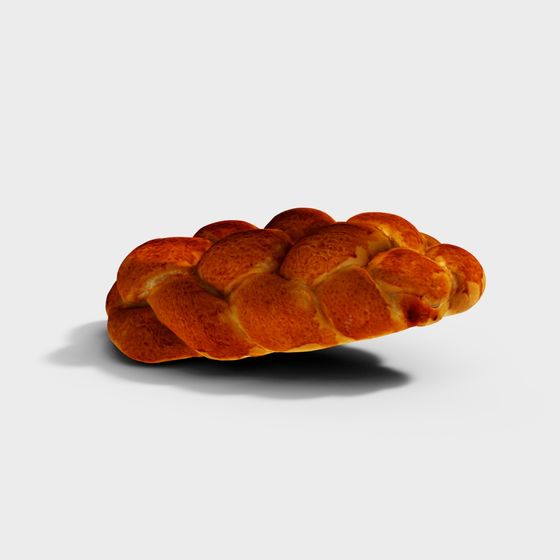 Golden Braid Bread 3D Model – Realistic Low-Poly Loaf