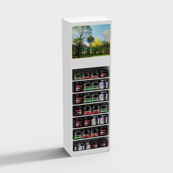 Fitness Supplement Display Cabinet 3D model for Modern Spaces