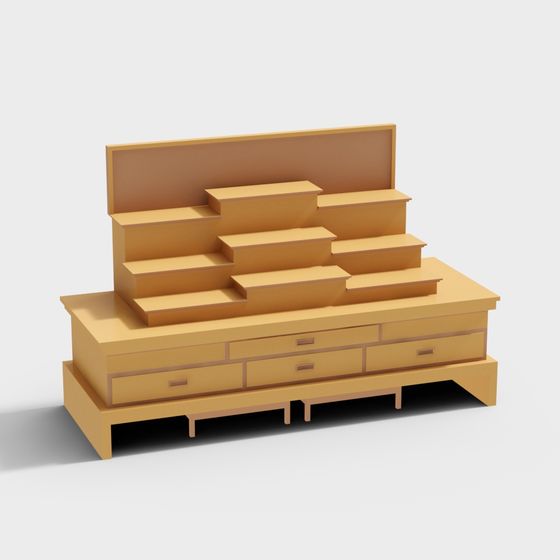 Stylish Step Display Cabinet 3D model