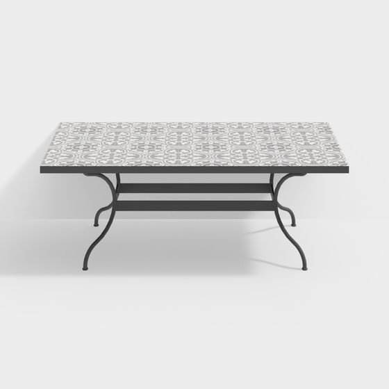 Vintage Iron Dining Table 3D Model – Retro Metal Design