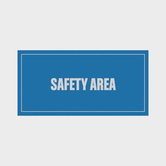 Modern Low-Poly Safety Area Sign – Blue Metallic Design