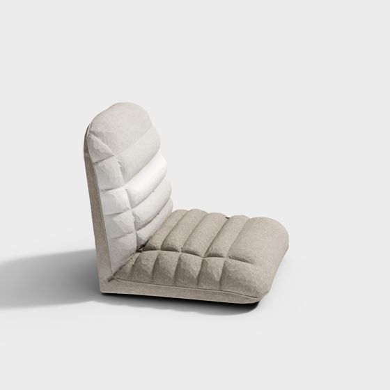 Low-Polygon Sofa Chair 3D Model – Gray Fabric Design