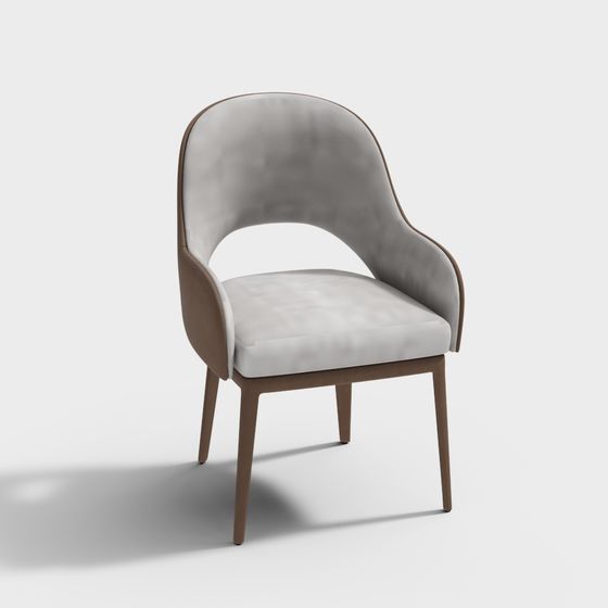 Curve Comfort Chair 3D Model – Velvet Upholstered Design