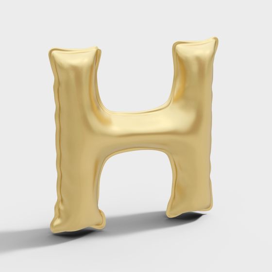 Elegant Golden Letter 'H' 3D model