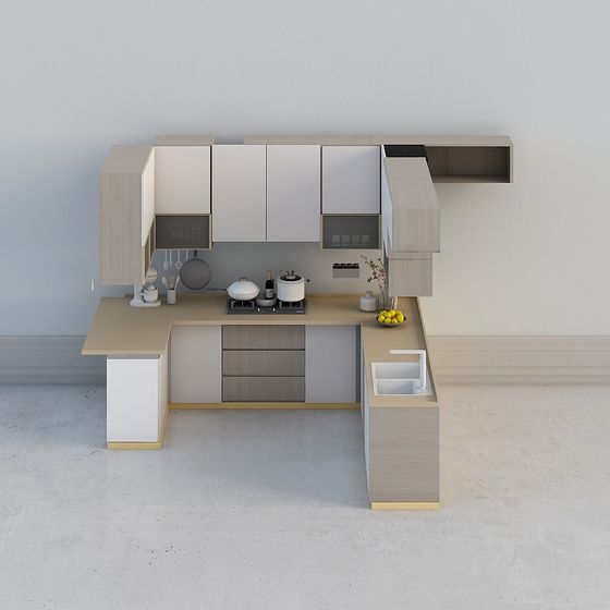 Modern Low-Polygon Kitchen Design 3D model