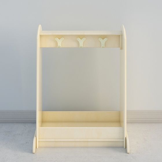 Modern Minimalist Coat Rack 3D Model – Light Wood Design