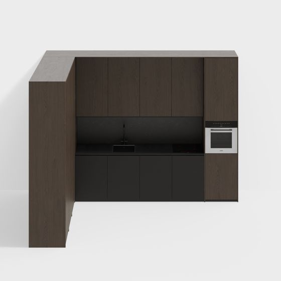 Stylish Low-Polygon Kitchen Island 3D model