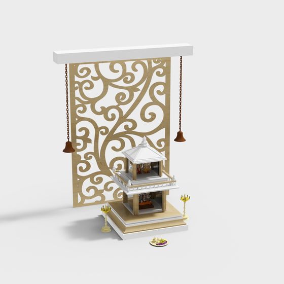 Zen-inspired Low-poly Screen 3D model
