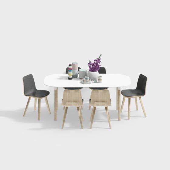 Elegant Dining Table and Chair 3D model for Modern Settings