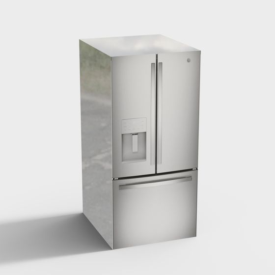 Stainless Steel French Door Refrigerator 3D model for Modern Design