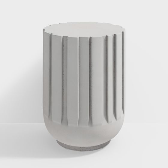 Modern Minimalist Concrete Column 3D Model – Ribbed Texture